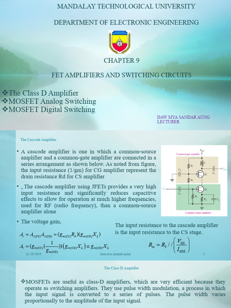 Presentation2 Chapter 9 | PDF | Mosfet | Amplifier