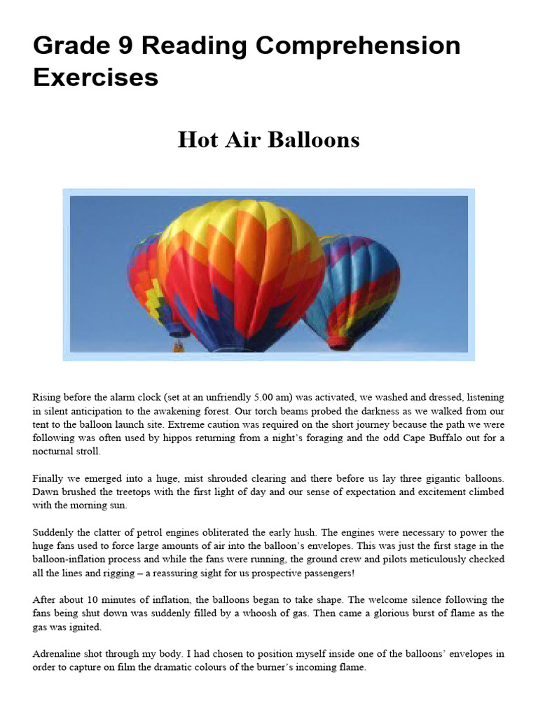 Grade 9 Reading Comprehension Exercises | PDF | Noun | Pronoun