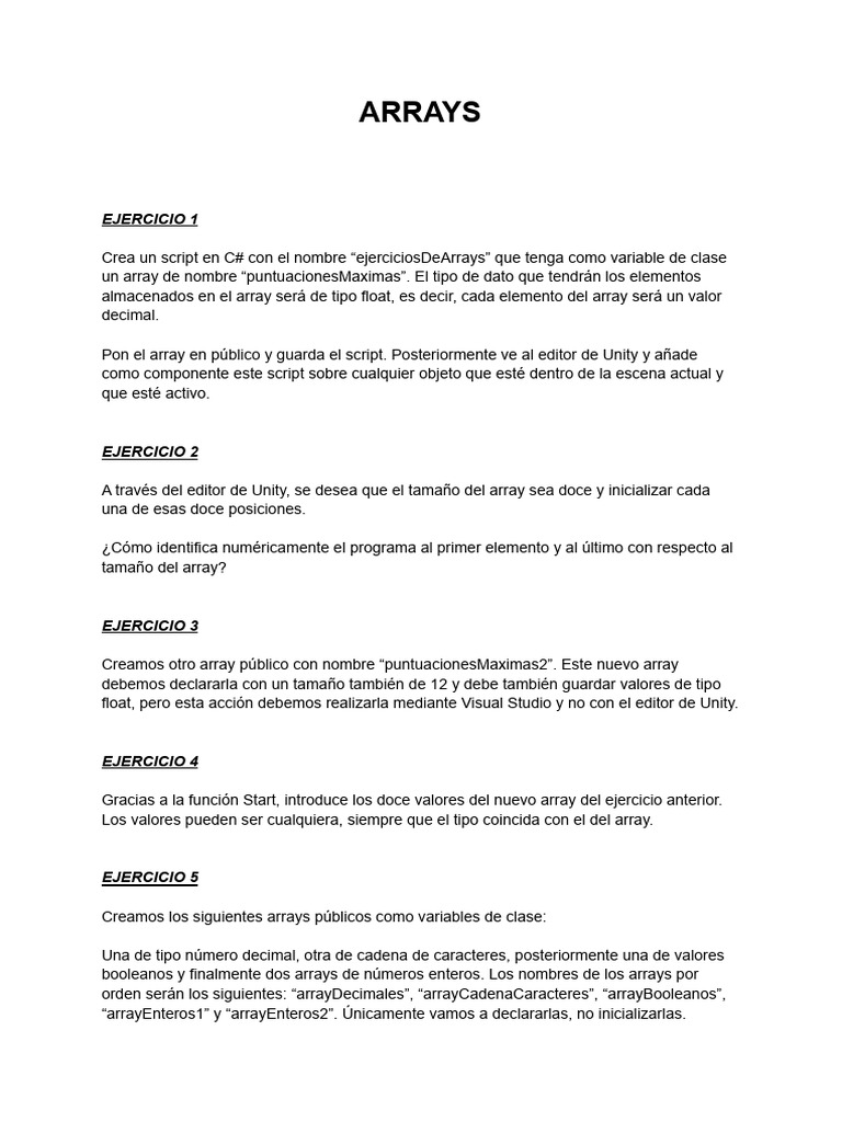 ARRAYS | PDF | C Sharp (lenguaje de programación) | Función (Matemáticas) ARRAYS | PDF | C Sharp (lenguaje de programación) | Función (Matemáticas)