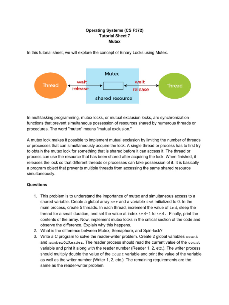 Mutex Tutorial for CS Students | PDF | Computers