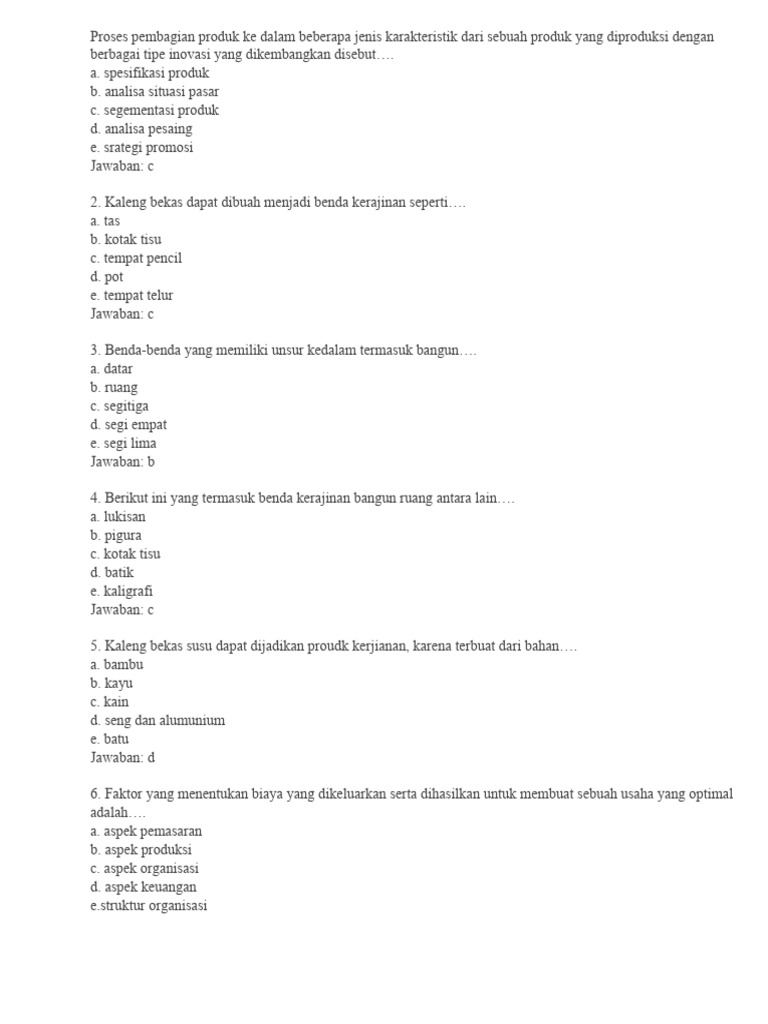 Soal Pkwu Kelas Xi Genap | PDF | Seni