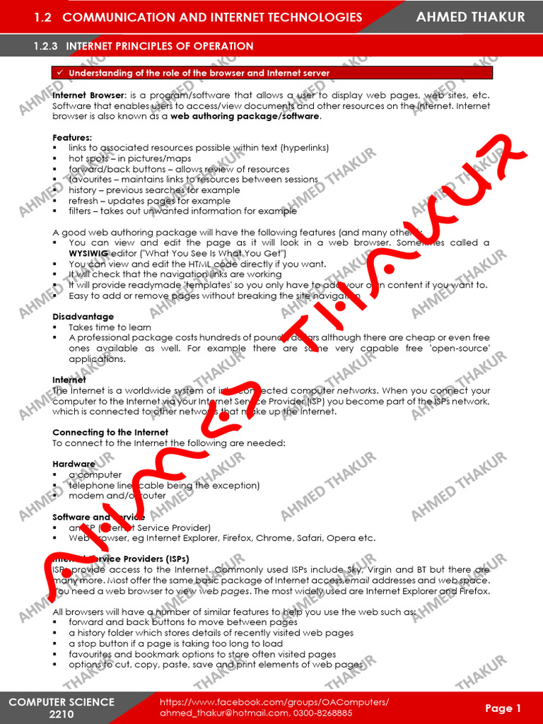 1.2.3 Internet Principles of Operation | PDF | World Wide Web | Internet & Web