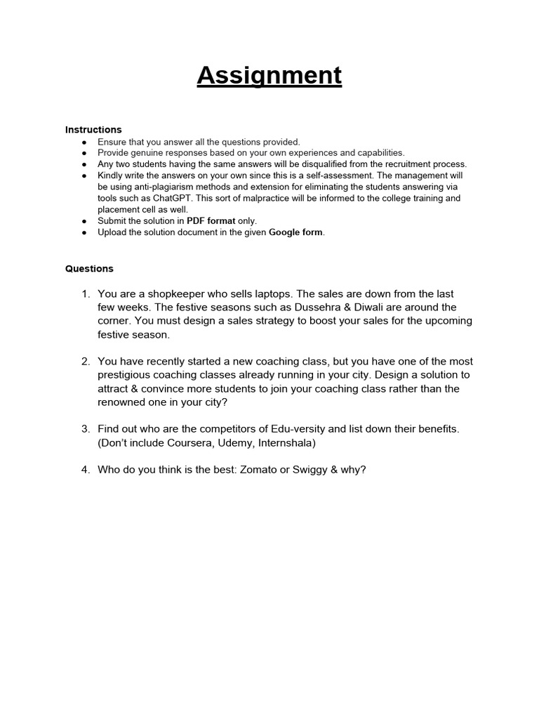 Self-Assessment Assignment Guide | PDF