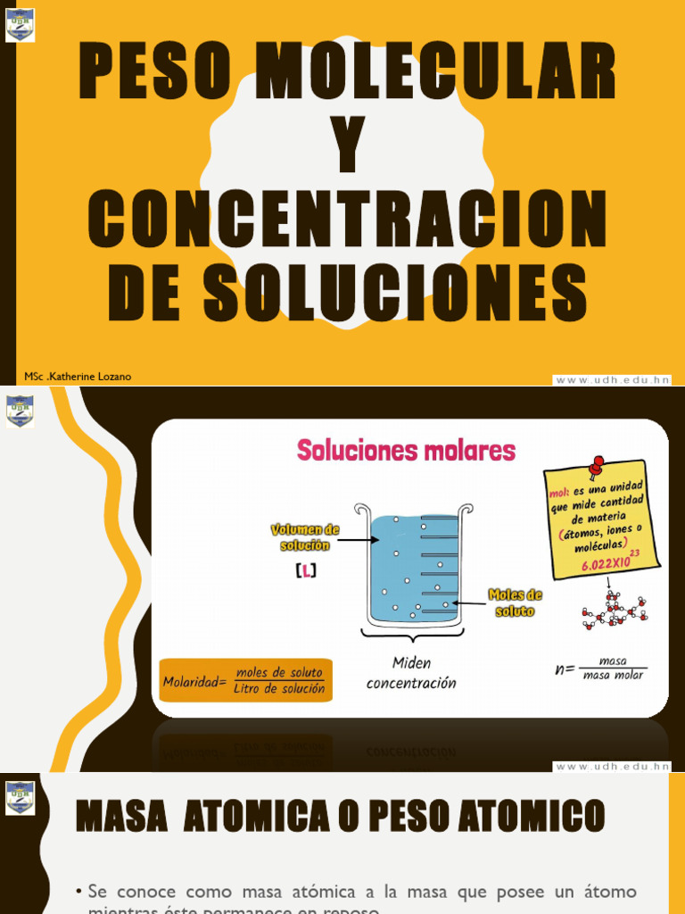 Peso Molecular y Concentracion de Soluciones | PDF | Mole (Unidad) | Moléculas