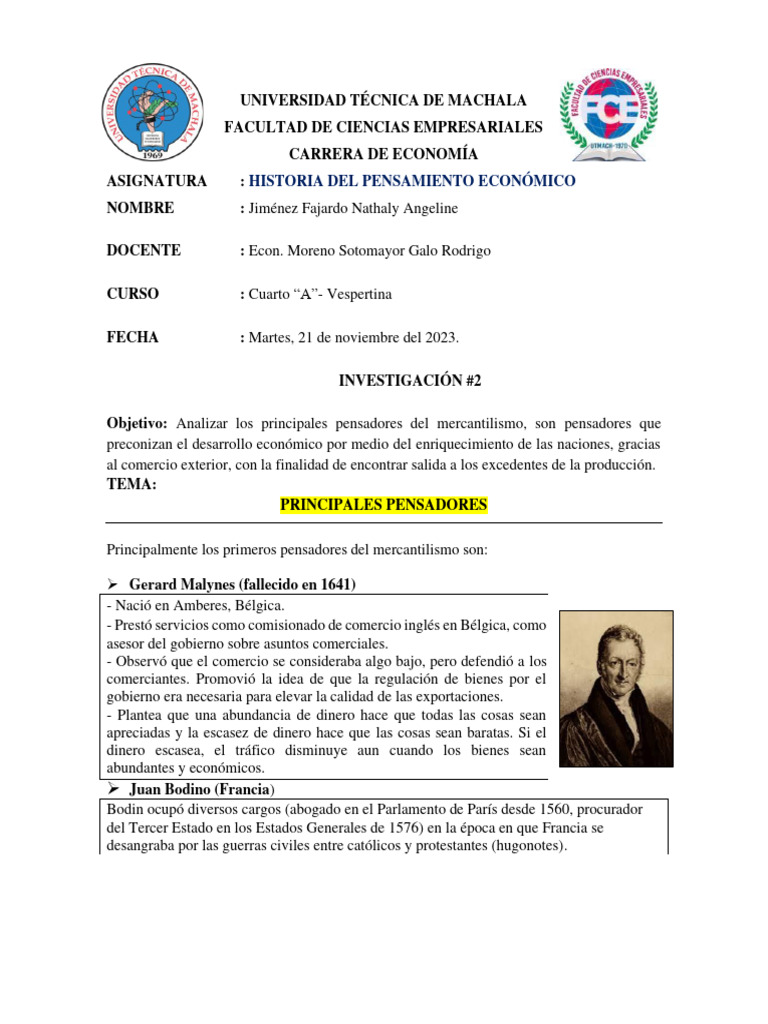 Investigacion #2 His - Pen.econ. | PDF | Mercantilismo | Economias