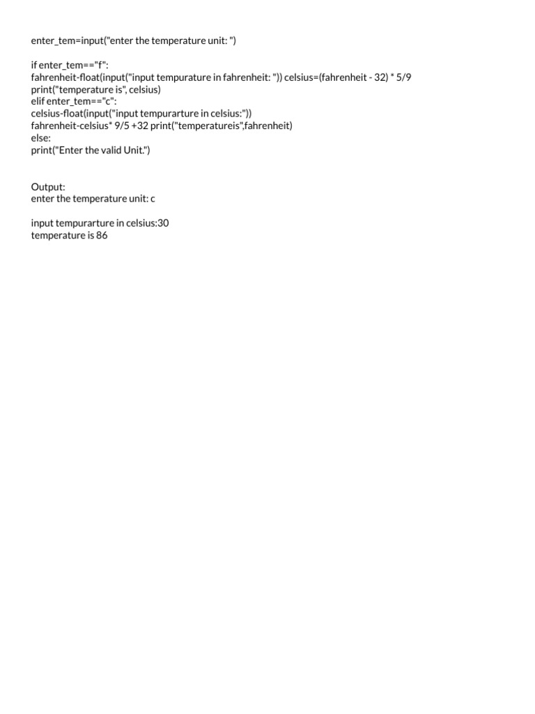 Temperature Conversion Script in Python | PDF