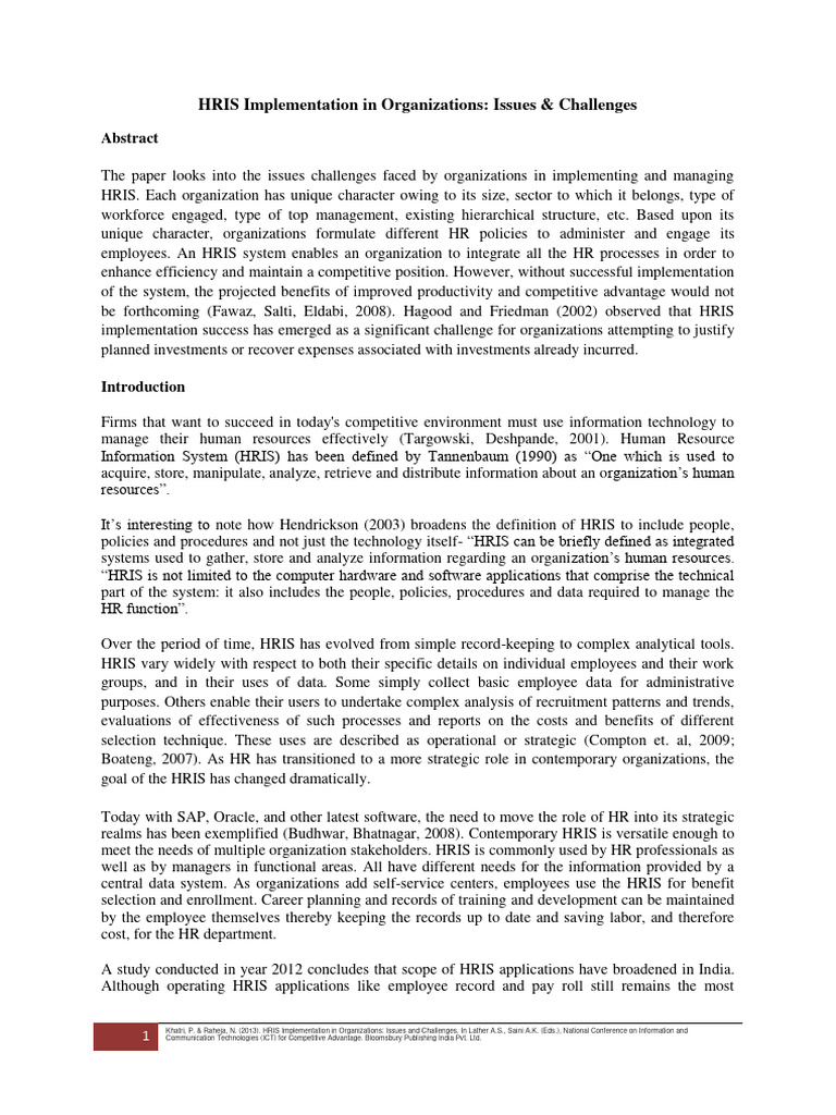 HRIS Implementation Challenges | PDF | Business | Computing