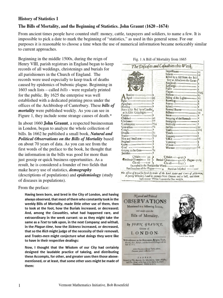 Graunt's Impact on Epidemiology and Statistics | PDF | Epidemiology ...