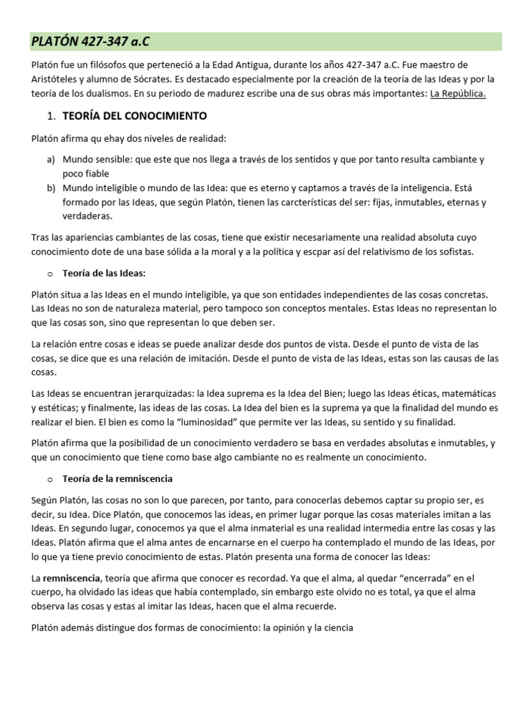 BLOQUE 1 FILO (Todos) | PDF | Platón | Aristóteles