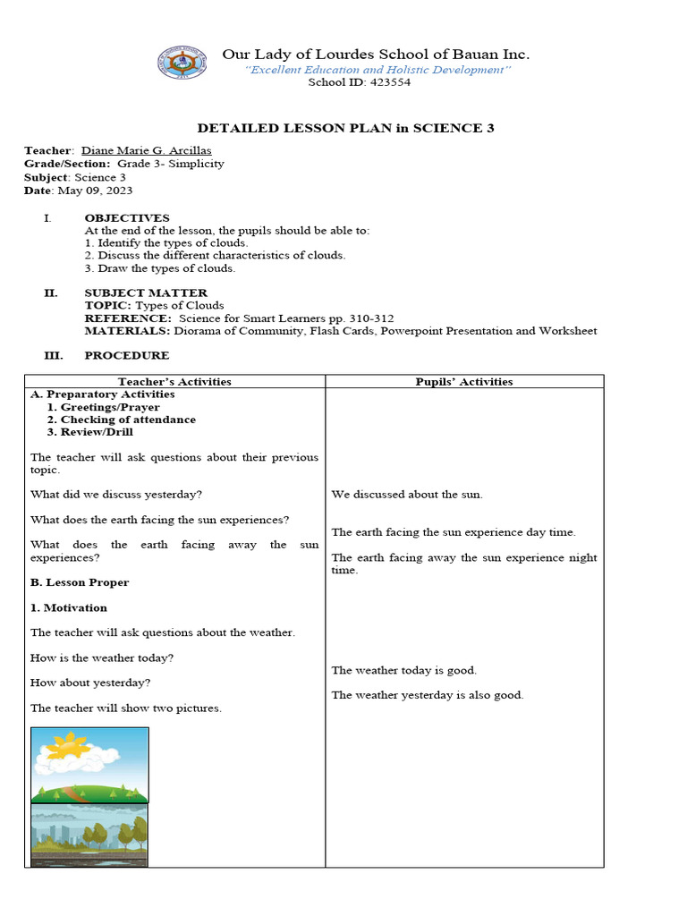 Grade 3 Lesson Plan: Types of Clouds | PDF | Cloud | Forms Of Water