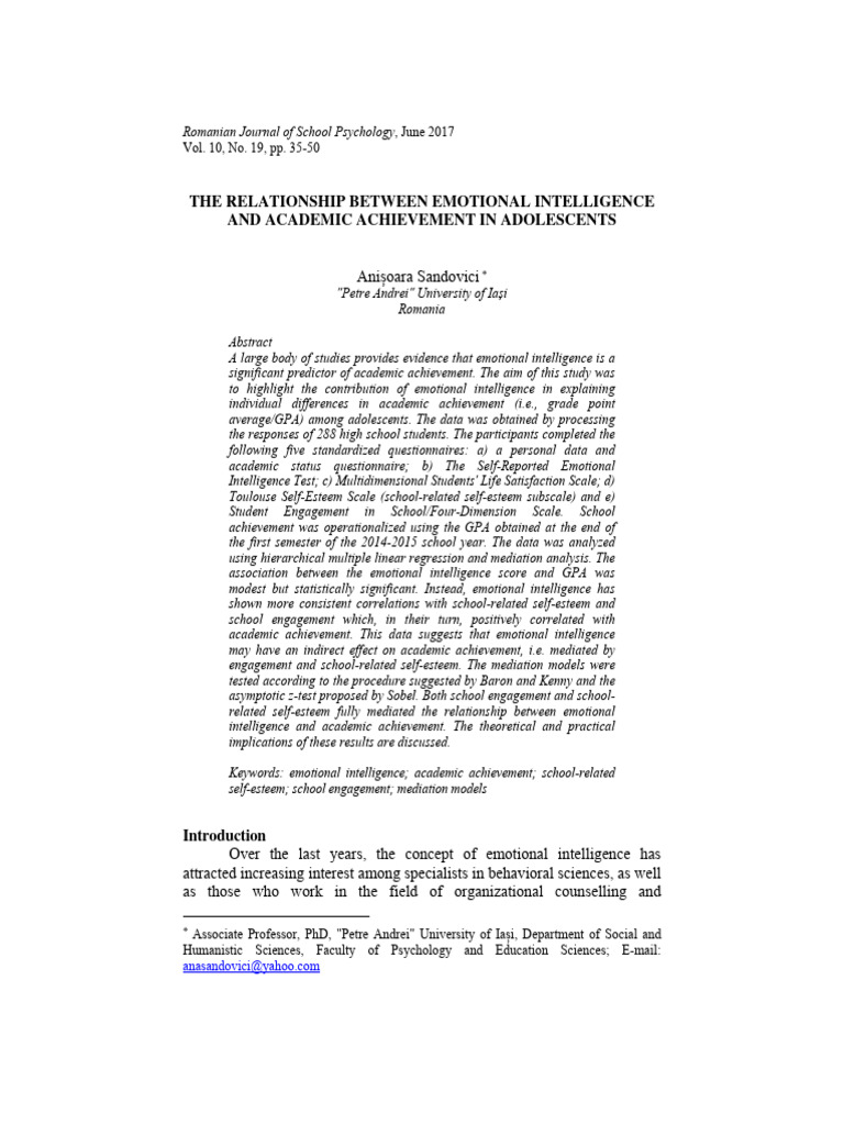 The Relationship Between Emotional Intelligence and Academic ...