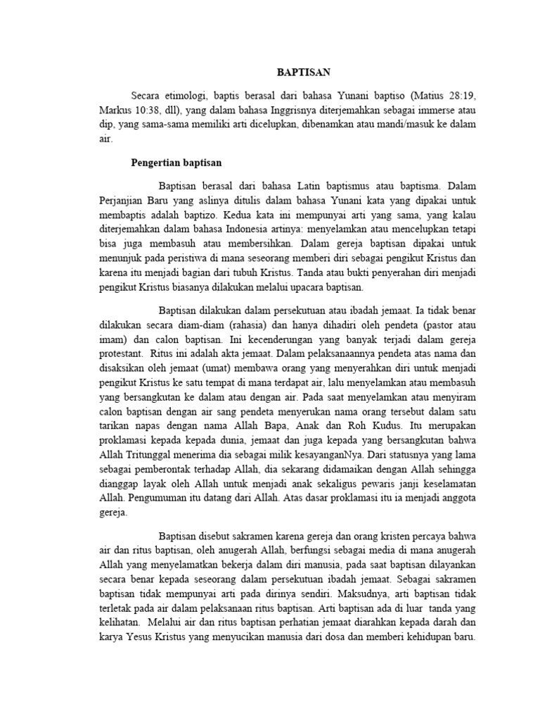 Makna dan Proses Baptisan Kristen | PDF | Ilmu Sosial | Agama ...