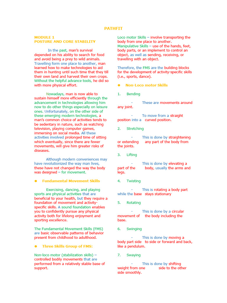 Pathfit Midterm Review: FMS & Posture | PDF | Vertebral Column ...