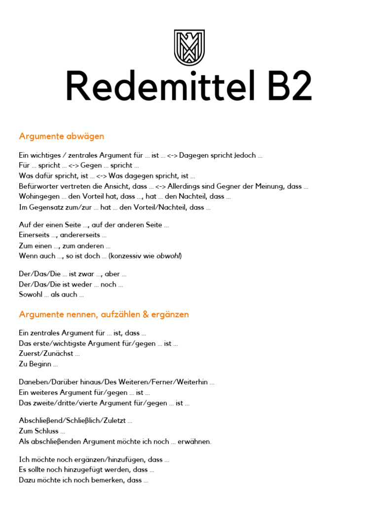 Redemittel B2 | PDF