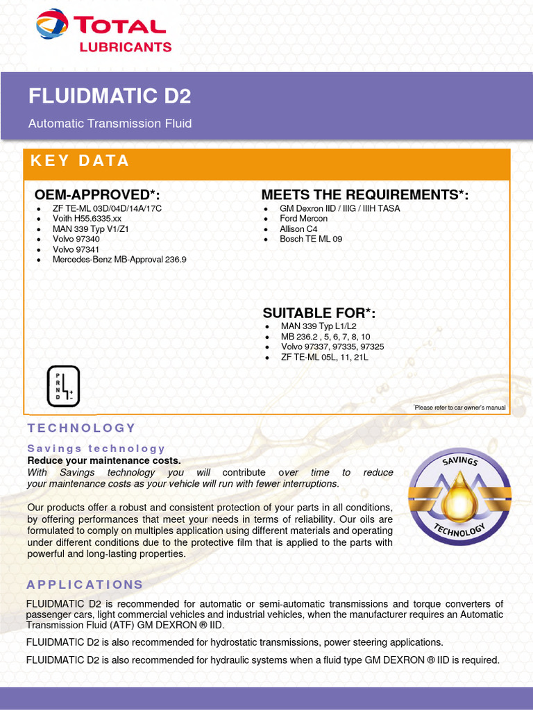 Tds Total Fluidmatic d2 TCN 202104 en | PDF | Vehicles | Mechanical ...