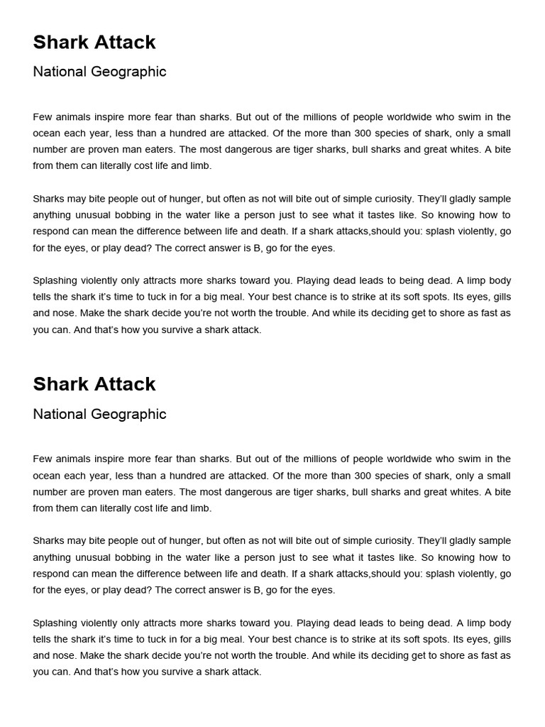 Surviving a Shark Attack | PDF | Young Adult