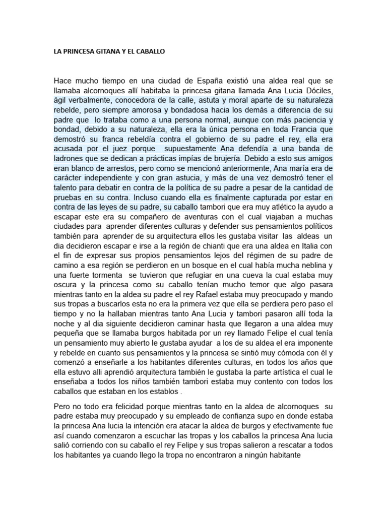 La princesa gitana Ana Lucia y su caballo | PDF