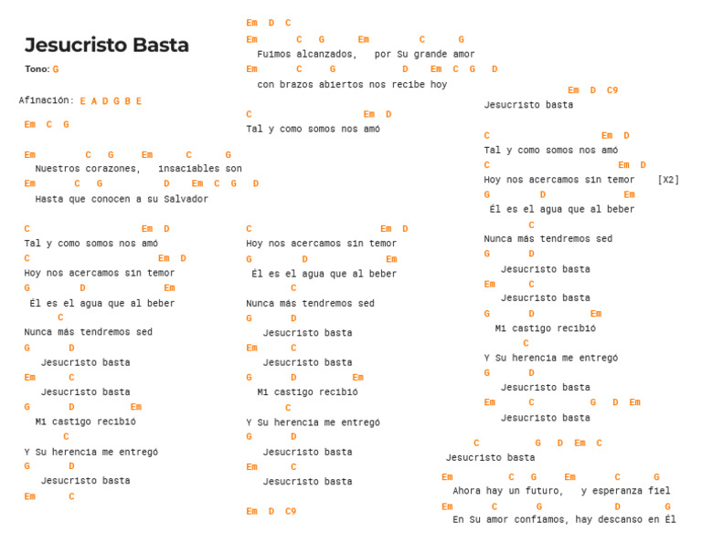 Acordes para Piano de Jesucristo Basta | PDF | Creencia y doctrina ...