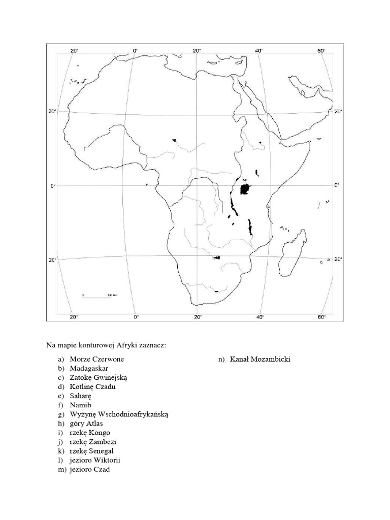 Afryka Mapa Konturowa | PDF