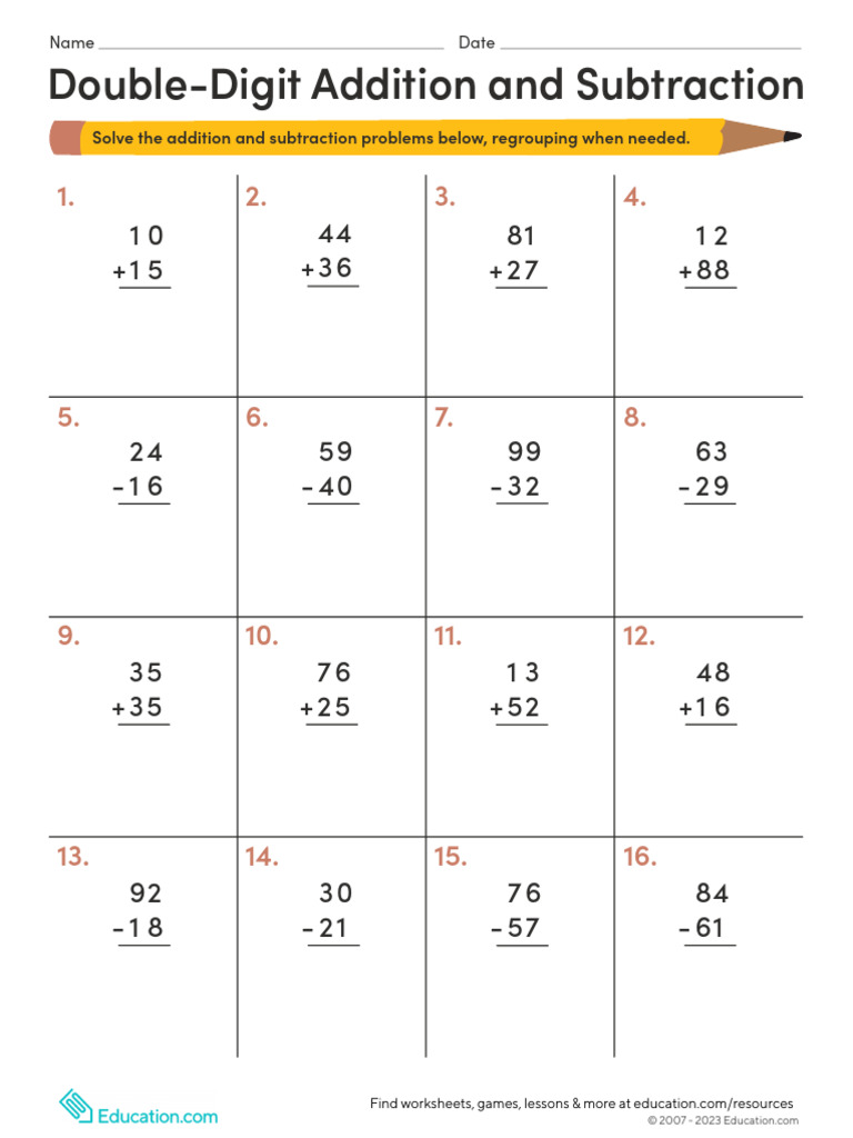 Double Addition Subtraction | PDF | Mathematics | Arithmetic