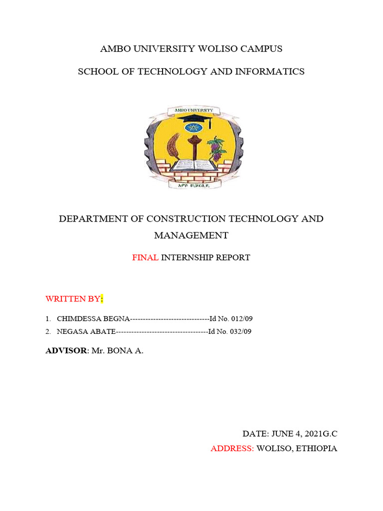 Ambo University Woliso Campus School of Technology and Informatics ...