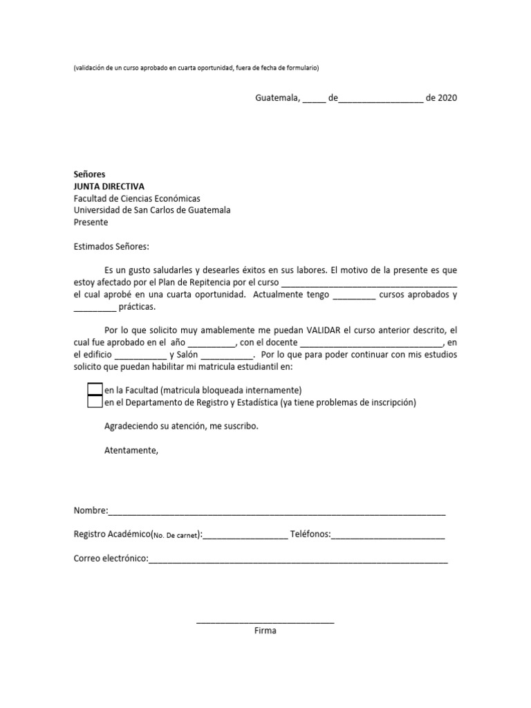 Ejemplo de Carta A Junta Directiva | PDF