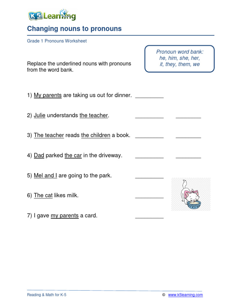 Grade 1 Pronouns A | PDF