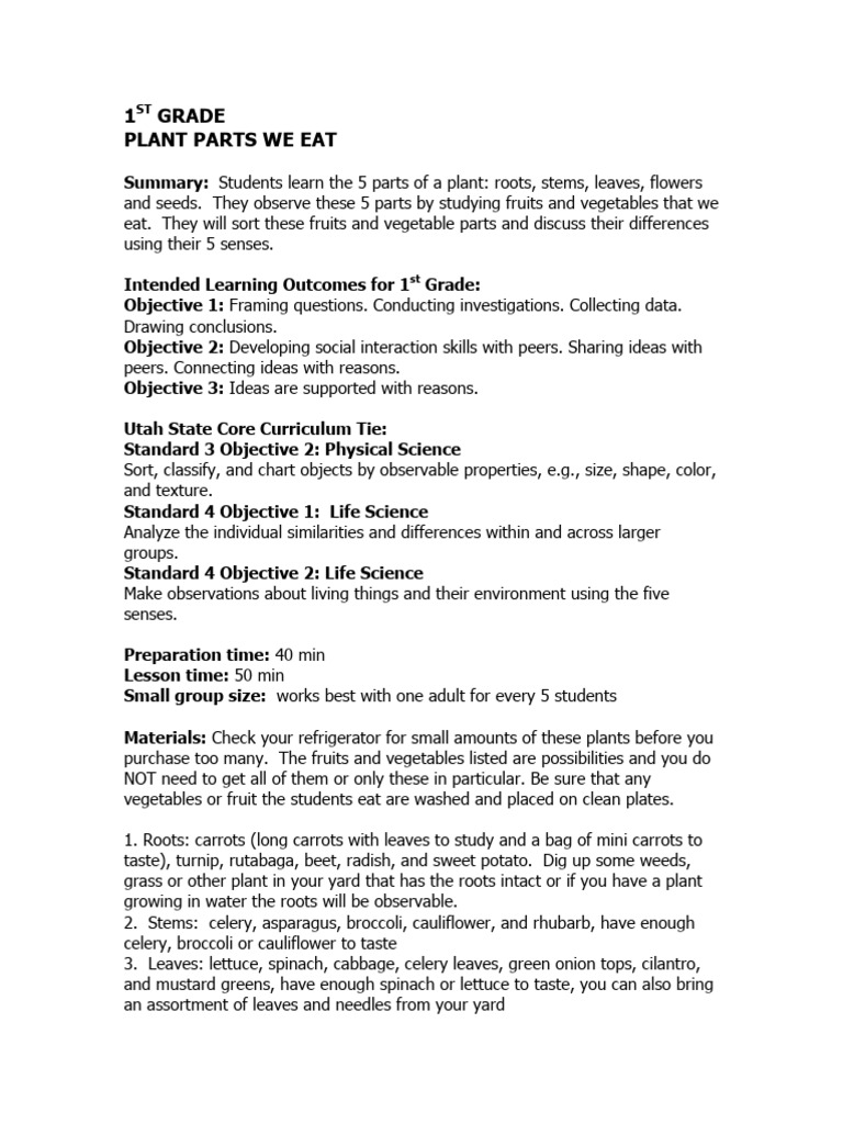 Exploring Edible Plant Parts | PDF | Fruit | Leaf