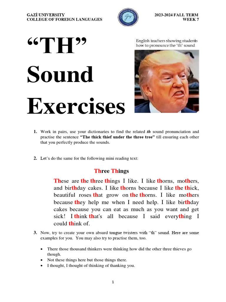 TH Sound Exercises | PDF | Linguistics