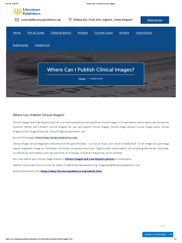 Where Can I Publish Clinical Images | PDF | Case Report | Medical Imaging