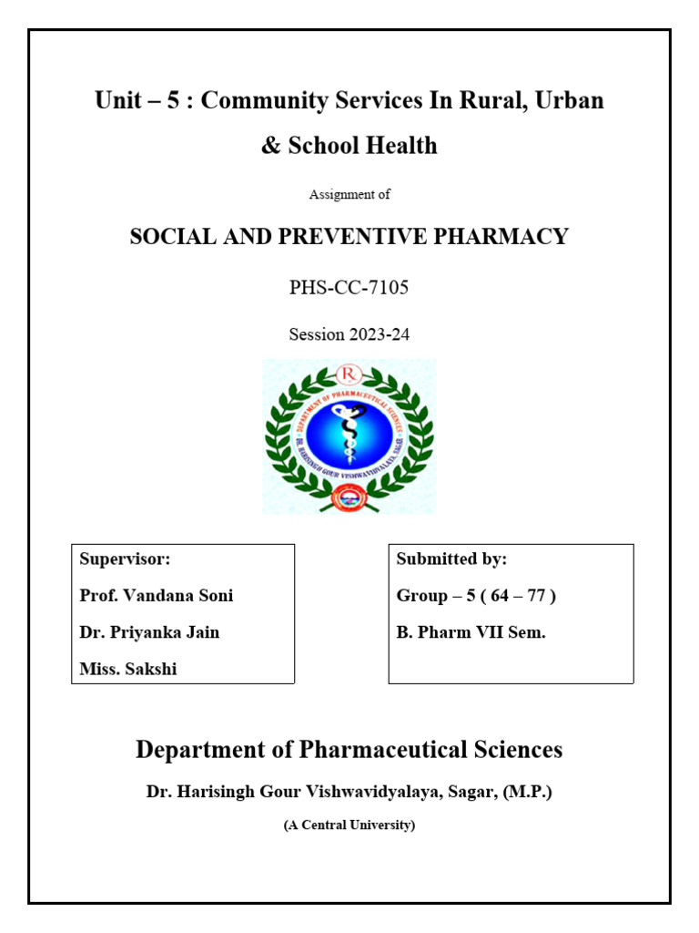 Assignment of Social and Preventive Pharmacy | PDF | Sanitation ...