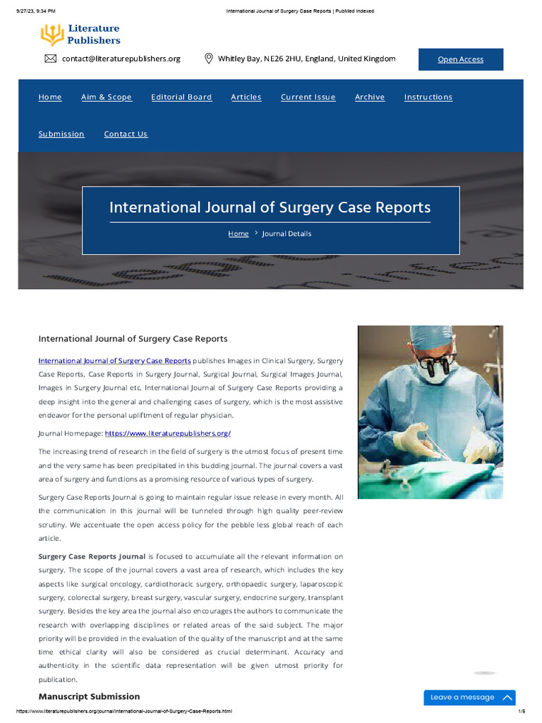 International Journal of Surgery Case Reports | Download Free PDF ...