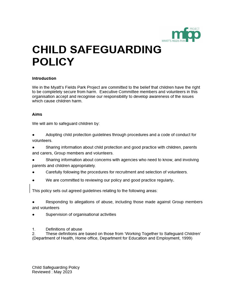 Child Safeguarding Policy | PDF | Child Abuse | Child Neglect