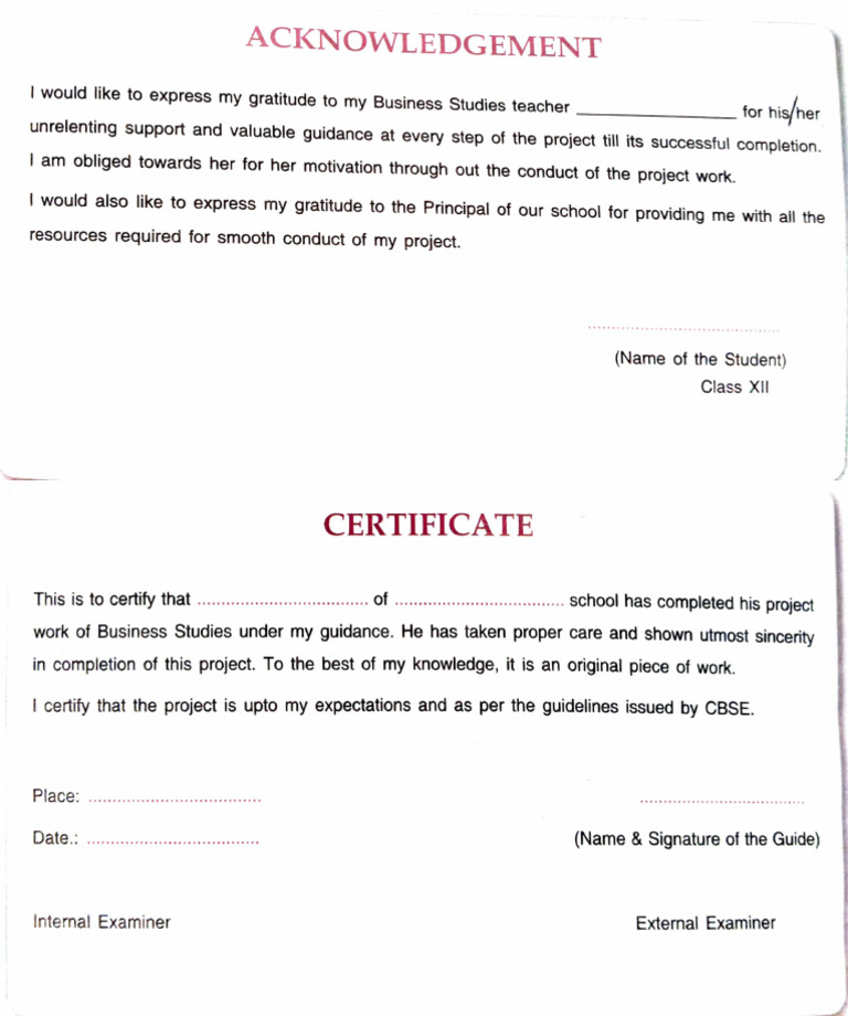 Acknowledgement And Certificate Pdf