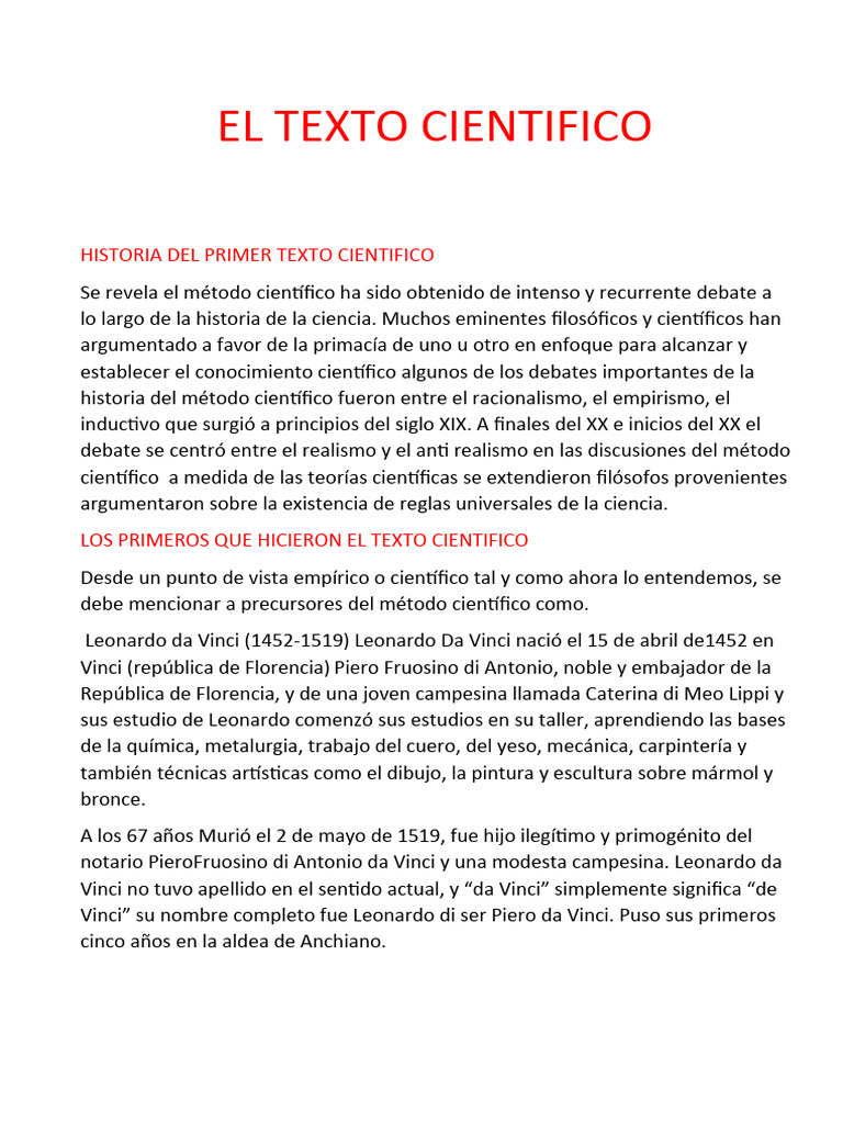 El Texto Cientifico | PDF | Johannes Kepler | Leonardo Da Vinci