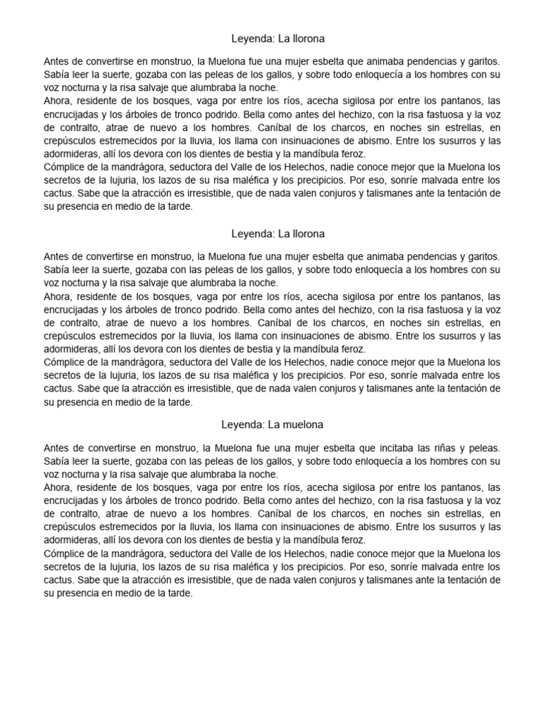Leyenda (La Muelona) | PDF | Leyendas sobrenaturales | Leyendas