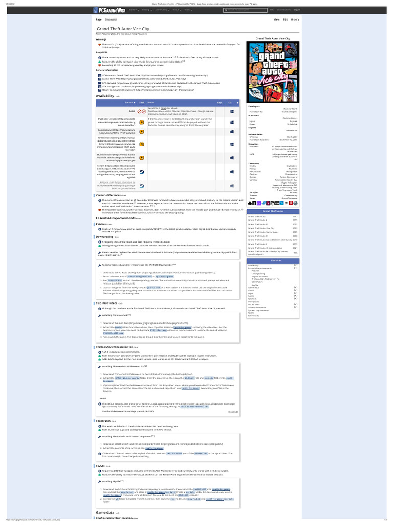 Grand Theft Auto - Vice City - PCGamingWiki PCGW - Bugs, Fixes, Crashes ...