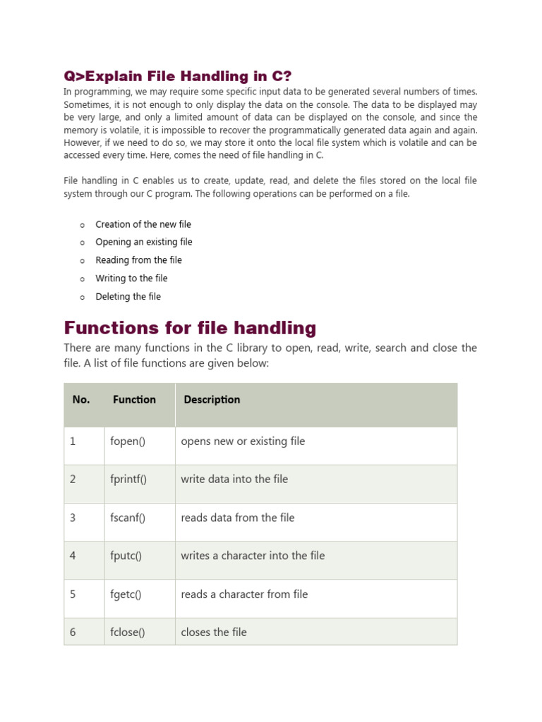 File Handling In C Ibsc Pdf Pointer Computer Programming Command Line Interface