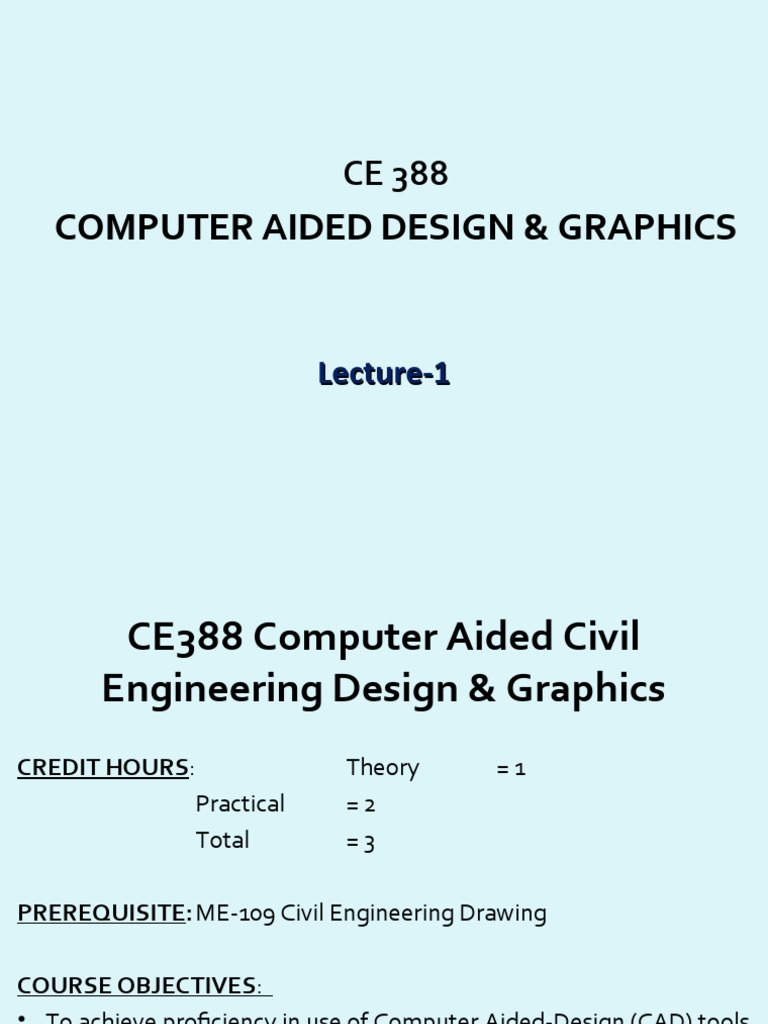 Lecture 1 Introduction To Autocad Pdf Auto Cad Computer Aided
