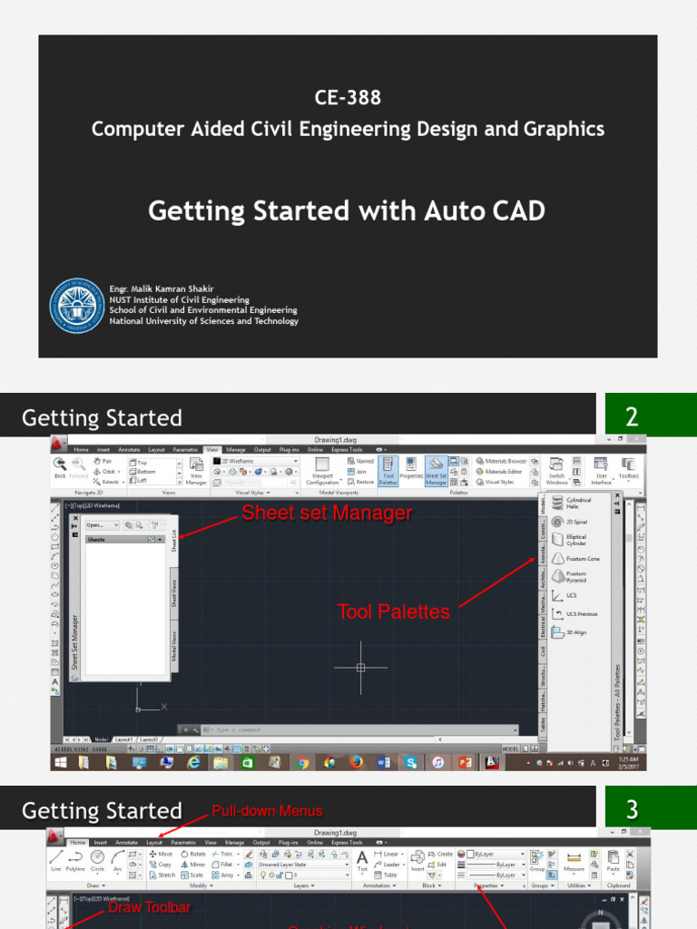 Lecture 1 - Getting Started With AutoCAD | PDF | Menu (Computing) | Auto Cad