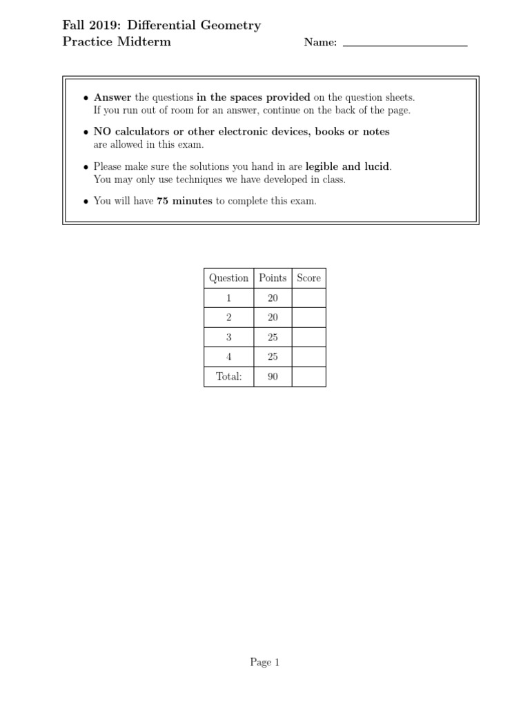 Mid Prac Soln | PDF | Curvature | Differential Geometry