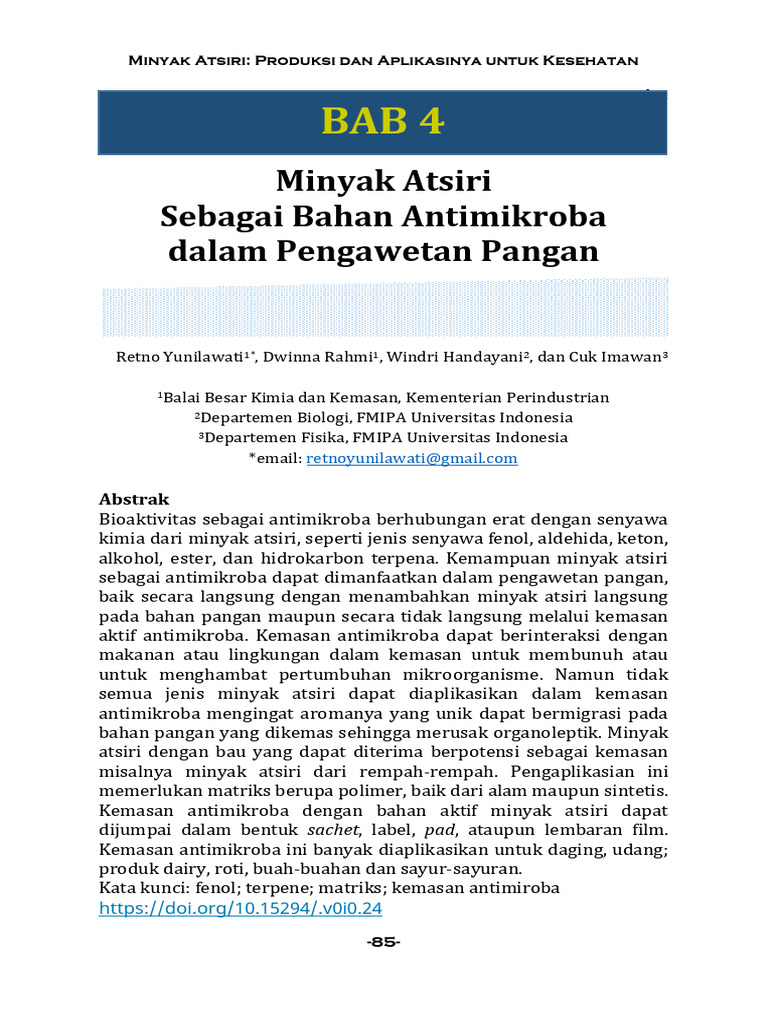 Minyak Atsiri sebagai Antimikroba Pangan | PDF