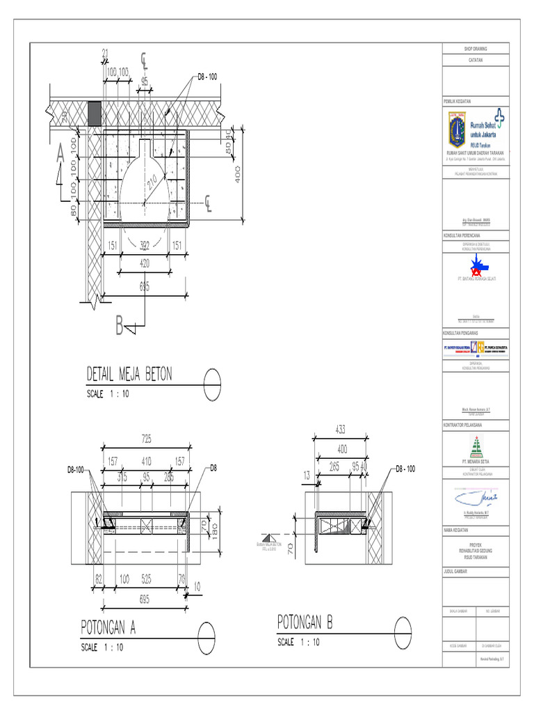 Detail Meja Beton | PDF