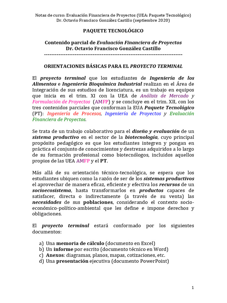 Orientaciones Basicas para El Proyecto Terminal | PDF | Comunicación | Ingeniería