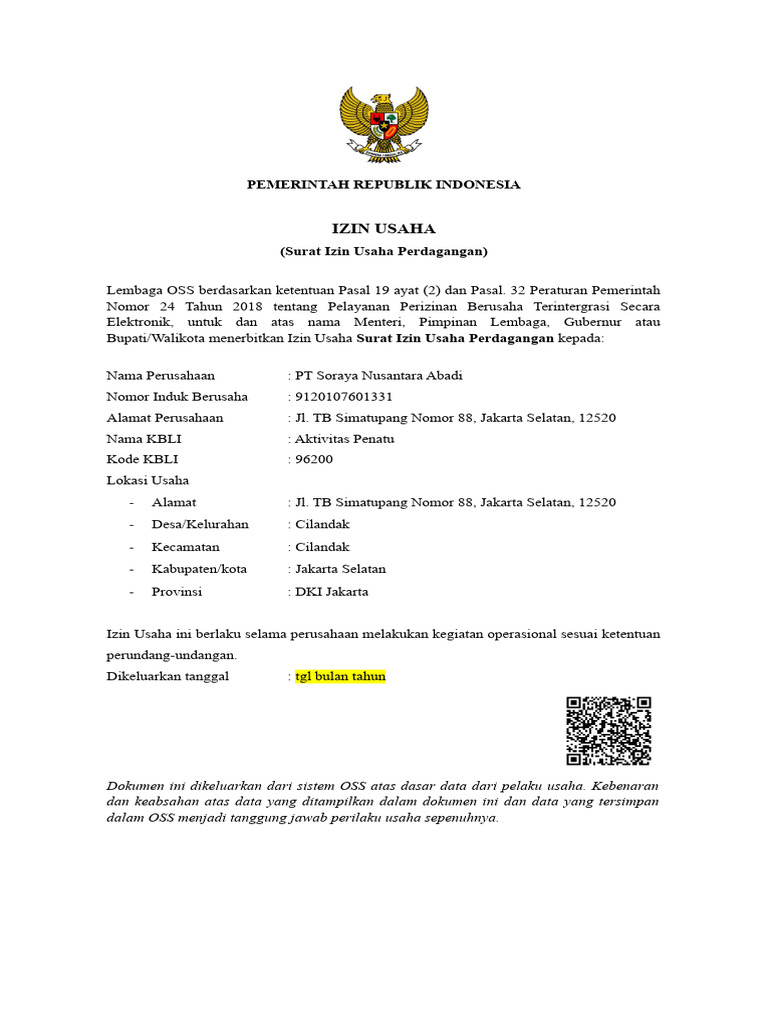 Surat Izin Usaha | PDF