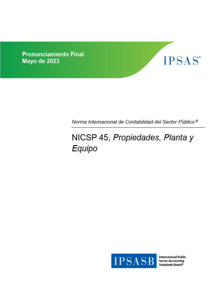 Nicsp 45 Ppe Ipsasb | PDF | Depreciación | Contabilidad