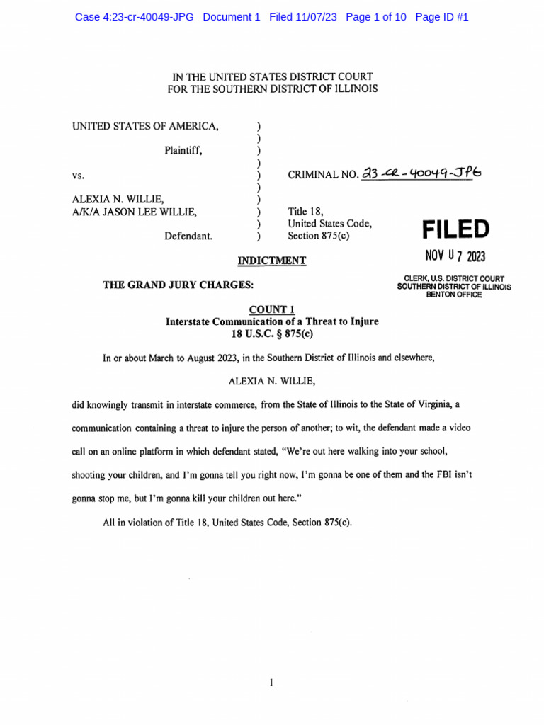 Jason Willie Indictment | PDF