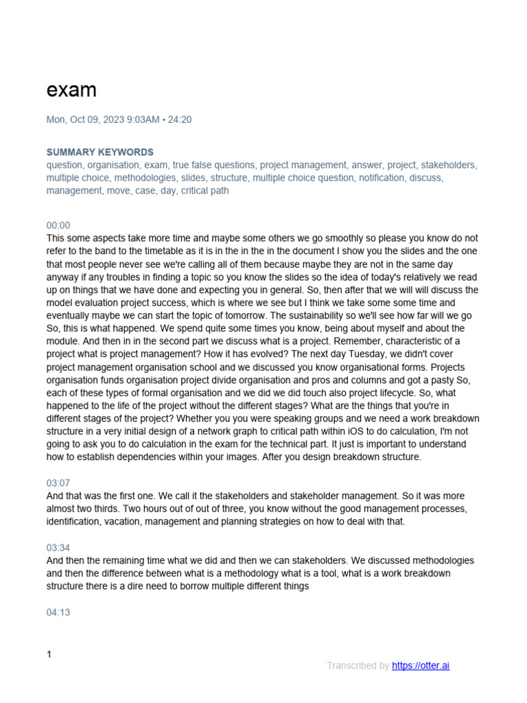 7 Exam | PDF | Multiple Choice | Project Management