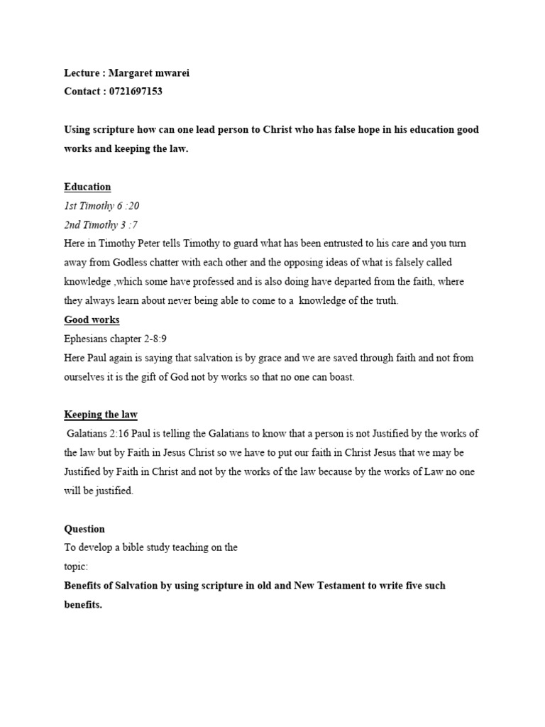 Bible Study Assignment | PDF | Sanctification | Jesus