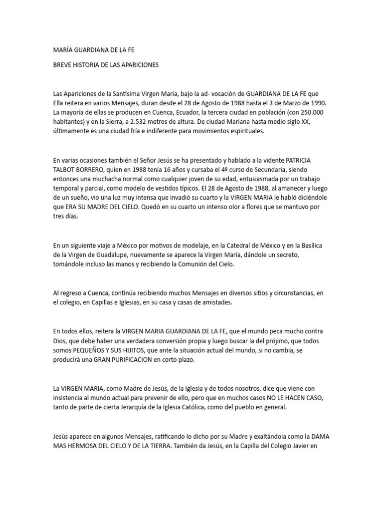 María, Guardiana de la Fe en Ecuador | PDF | María, madre de Jesús ...